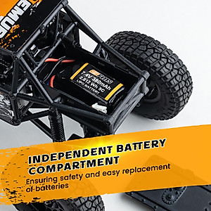 FMS RC Crawler 1/24 Lemur FCX24 4 Wheel Drive RC Rock Buggy, 2.4Ghz 380mAh Hobby Grade RC Car Model Off Road Vehicle RTR for Adults, Green/Orange/Red