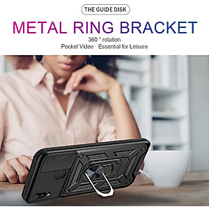 Kukoufey Compatible with Huawei Y6 2019 Bracket Shell,with Slide Camera Lens Cover Compatible with Huawei Y6s 2019 JAT-LX3 JAT-L29 JAT-LX1 JAT-L41 / Y6 2019 MRD-LX1 MRD-LX3 MRD-LX1N/F Case Blue