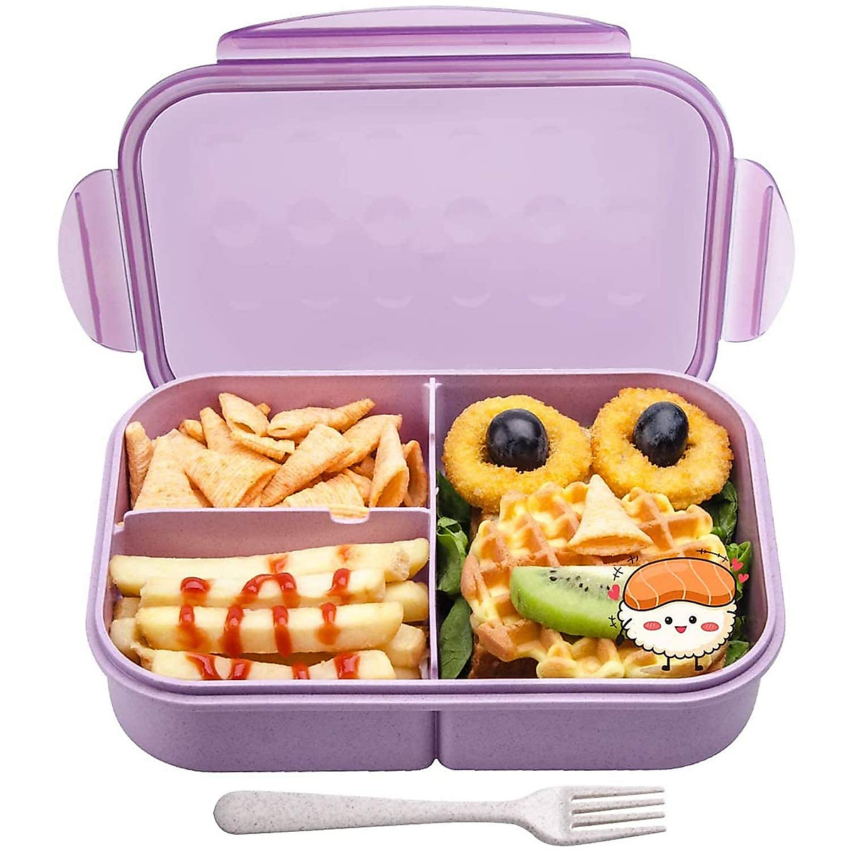 MISS BIG Bento Box, Bento Lunch Box,Ideal Leak Proof Bento Boxes for kids,Mom’s Choice Kids Lunch Box, No BPAs and No Chemical Dyes,Microwave and Dishwasher Safe(Light Pink&Purple)