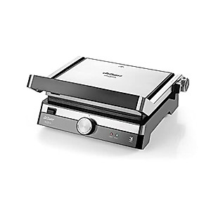 Arzum Panini Press, Sandwich Maker, Electric Indoor Grill, Stainless Steel Top Surface, Non-stick Die-cast Aluminium Plates, Upright Storage, Opens 180 degrees, 6 Slices, 1500W, Large (AR2023-UL)