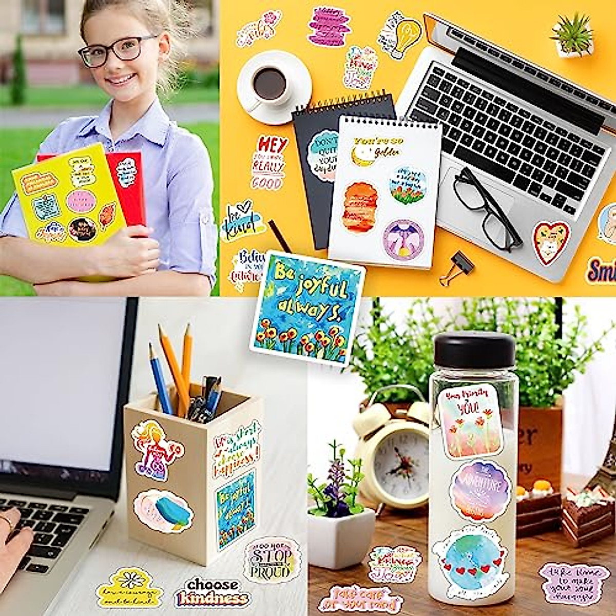 300PCS Motivational Sticker, Inspirational Words Stickers for Teens Adults Students Teacher Employees Vinyl Encouraging Positive Affirmation Stickers for Water Bottles Laptop Decals Scrapbook Journal