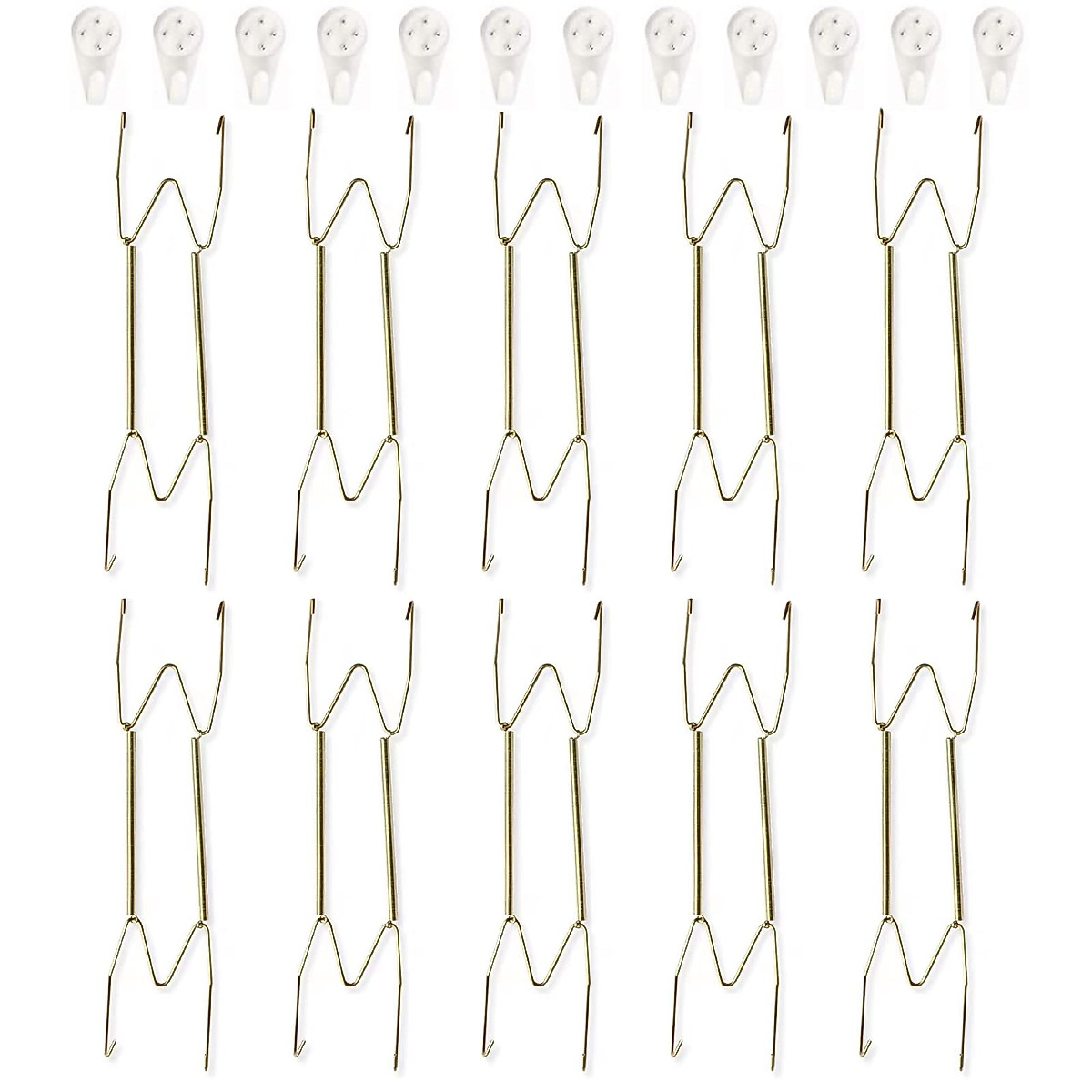 DUNPUTE 10 Pack Plate Hangers, Invisible Plate Hangers Golden Stainless Decorative Wire Plate Hangers for Decorative Plates and Antique Plates (Gold, 8 Inch)
