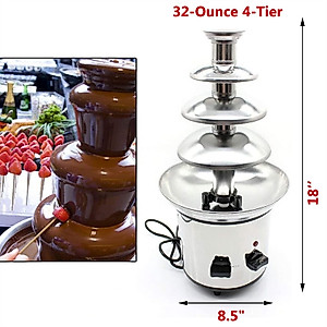 FISISZ Cholate Fondue Fountain Chocolate Melting Warming Machine 4-Tier Stainless Steel Party Luxury Retro Hot Chocolate Fondue Fountain (White : A), 45 x 22