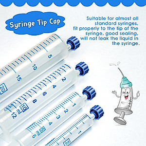 Syringe Tip Caps No Needle Lock Cap for Feeding Tubes Lab Supplies, Blue (300 Pieces)