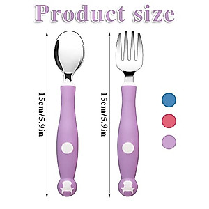 6 Pieces Toddler Utensils Kids Silverware Set with Silicone Handle, Children Safe Forks and Spoons Toddler Cutlery, 316 Stainless Steel & Food Grade Silicone