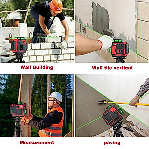 DILORD 16 Lines 120ft Laser Level, 4x360° Self Leveling, 4D Green Cross Line Phone and Remote Control for Construction and Picture Hanging, 2 Rechargeable Battery, Remote Controller, Stand Included