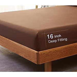 SONORO KATE Bed Sheet Set Super Soft Microfiber 1800 Thread Count Luxury Egyptian Sheets 18-Inch Deep Pocket Wrinkle-4 Piece(Full XL Brown)