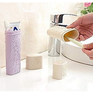 2PCS Portable PP Plastic Toothbrush Toothpaste Holder Case for Travel Use Color Random