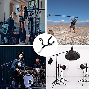 ATian Microphone Metal Boom Pole Holder Audio Boom Cradle Mount Stand