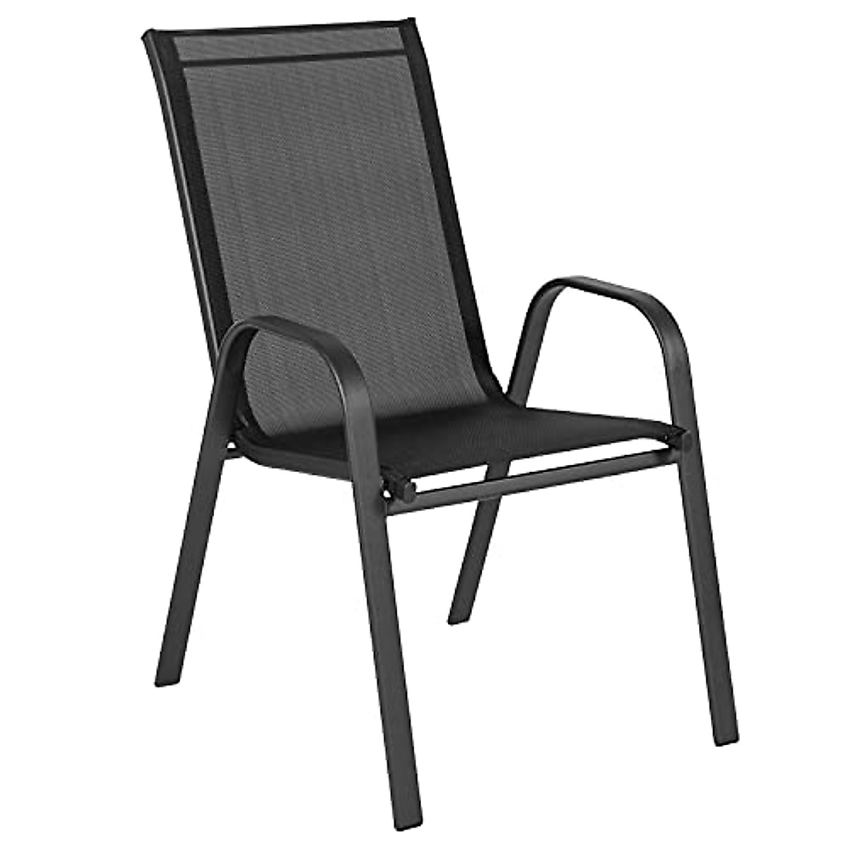 Flash Furniture 5 Pack Brazos Series Black Outdoor Stack Chair with Flex Comfort Material and Metal Frame