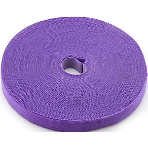 Saisn Reusable Fastening Tape Cable Ties 3/4 Inch Double Side Hook Roll (25 Yard, Purple)