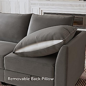 HONBAY Modular Sofa Sectional Sleeper Couch with Ottoman Velvet 6 Seater Sofa with Storage Seat Convertible Sectional Sofa Couch Set for Living Room, Grey