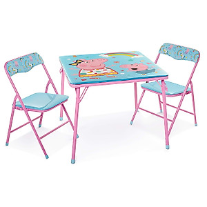 Peppa Pig Kids Table & Chairs Set - 3Piece Child Furniture (2 Padded Chairs & One Table 24"X 20"H) Activity Set Best for Playing, Reading, Eating, Art, Play Room, For Ages 3-7
