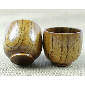 Moyishi Top-Grade Natural Solid Wood Wooden Tea Cup Wine Mug 50ml, Set of 4