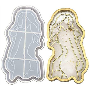 EORTA 3 PCS/Set Resin Tray Silicone Molds with Women Body Abstract Paintings Jewelry Holder Mold for Crafts, Decor, Storage, Irregular Shape, 6.2 Inch