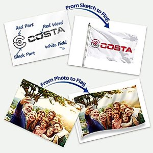 Anley Custom Flag 3x5 Foot Customized Flags Banners - Personalize Print Your Own Logo/Design/Words/Text - Vivid Color, Canvas Header and Double Stitched - Brass Grommets 3 X 5 Ft - Single Sided