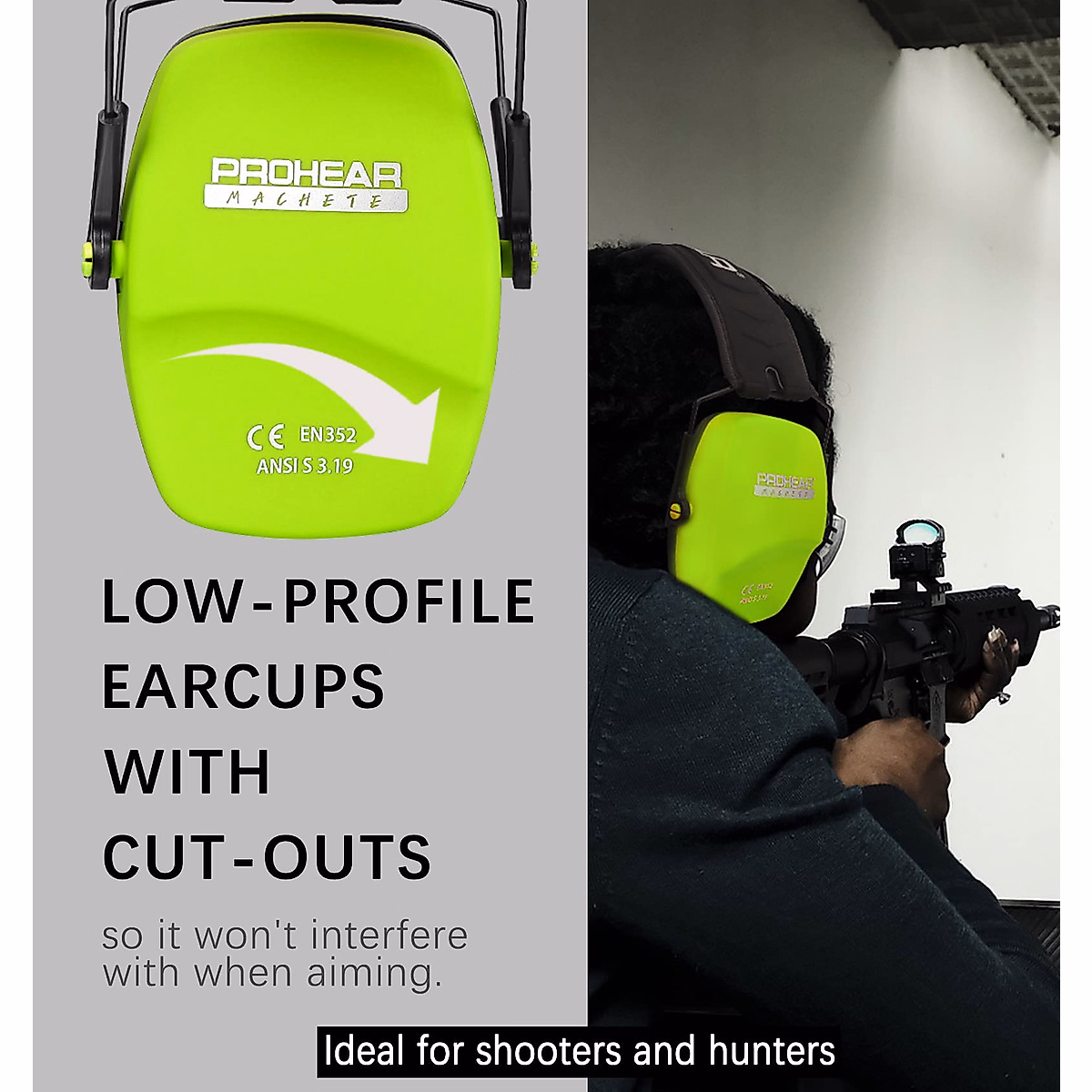 PROHEAR 016 3 Pack Ear Protection Safety Muffs for Shooting, NRR 26dB Slim Hearing Protector for Gun Range, Hunting
