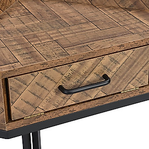 4-Tier Corner Shelf with 2 Drawers, 72.64'' Tall 4-Tier Industrial Bookcase Corner Ladder Shelf with 2 Drawers, Small Bookshelf Rustic Plant Stand Rack Freestanding, Black