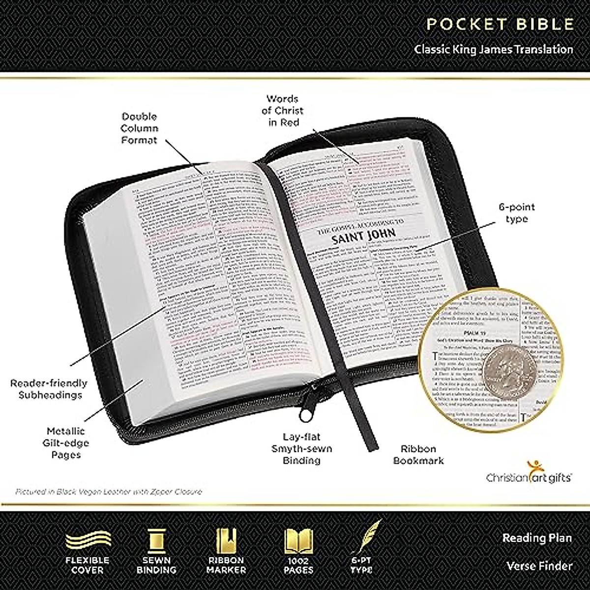 KJV Holy Bible, Mini Pocket Size, Faux Leather Red Letter Edition - Ribbon Marker, King James Version, Purple