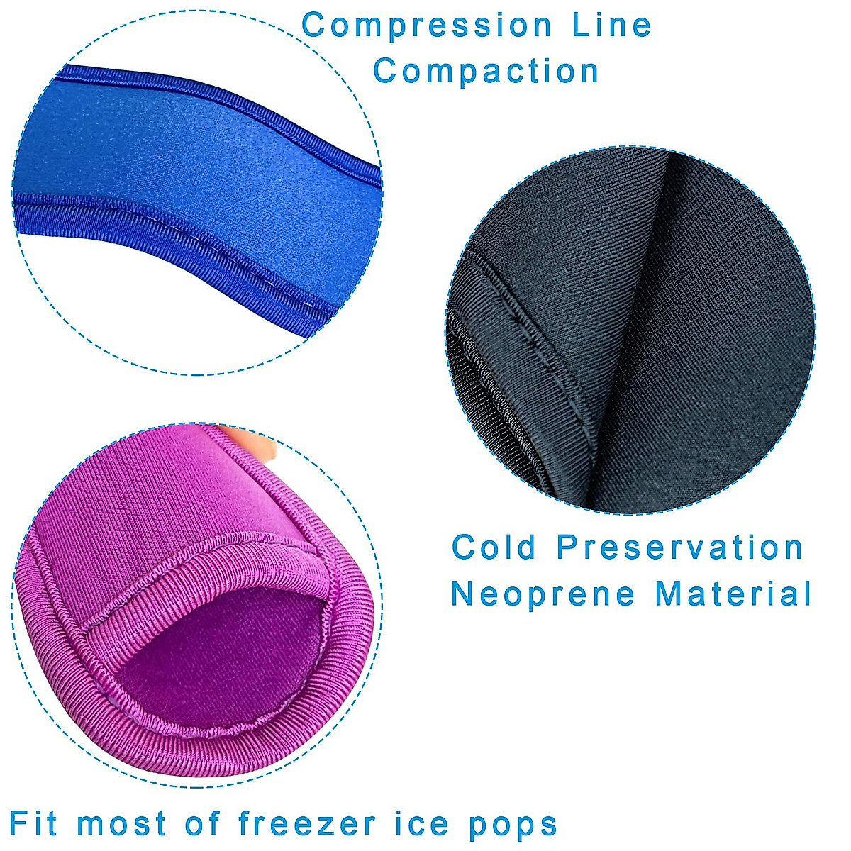 Hzran Ice Pop Sleeves, 8 Pieces Ice Pop Neoprene Insulator Sleeves, Freezer Popsicle Holder Sleeves, Colorful Ice Sleeves Holder Bag, Reusable Washable Ice Popsicle Holders for Kids.