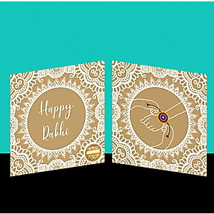 Tarini Gallery Set of 5 Rakhi for Brother Bhabhi and Bhatija Bhai Bhaiya Raksha Bandhan gift Rakhi Thread Rakhi with Roli Chawal and Greeting card gift pack in pouch/Potli bag (Set-2)