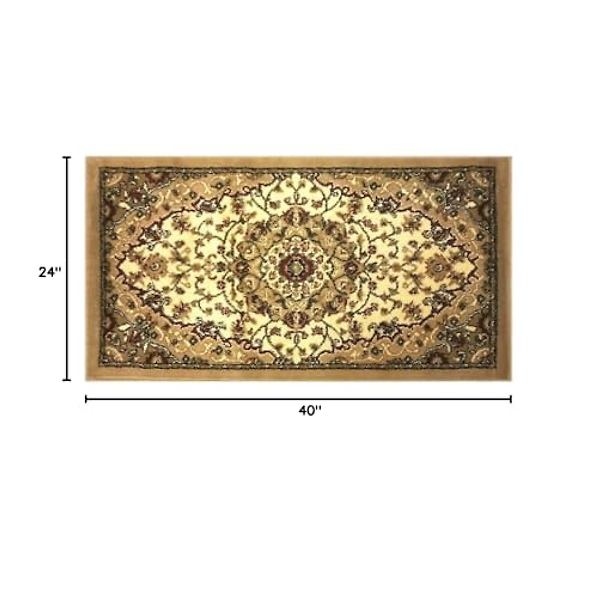 Bellagio Traditional Oriental Door Mat Design 401 Ivory (24 Inch X 40 Inch)