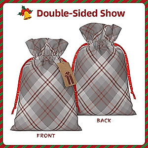 Drawstrings Christmas Gift Bags Fraser-Hunting-Tartan-Gray Presents Wrapping Bags Xmas Gift Wrapping Sacks Pouches Medium