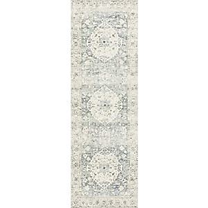 Loloi II Rosette Collection ROS-07 Denim/Fog, Traditional 7'-6" x 9'-6" Area Rug