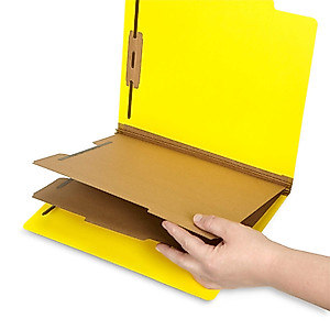 10 Yellow Classification Folders, 2 Divider, 2 Inch Tyvek Expansions, Durable 2 Prongs Designed to Organize Standard Medical Files, Law Client Files, Office Reports, Letter Size, Yellow, 10 Pack