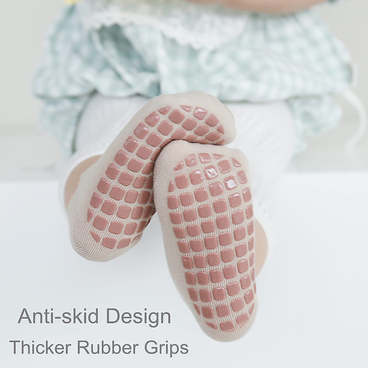 BEHELE Baby Non-skid Socks Toddler Newborn Infant Non Slip Socks with Grips Anti-Slip Unisex Girls Boys Ankle Socks (L(1-3T))