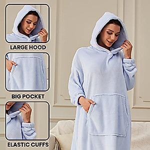 Mowaysers Blanket Hoodie Sweatshirt Gifts for Women and Men - Wearable Blanket Adult Super Warm and Cozy Giant Blanket Hoodie (Bean Paste)