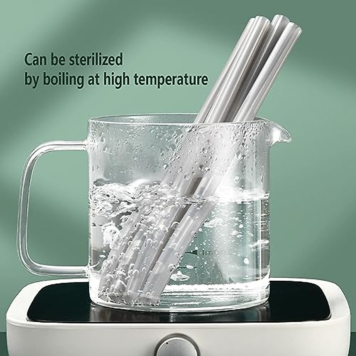 Reusable Food Grade Silicone Drinking Straws,Openable, Washable , Straight Smoothie Straws Cold and Hot Compatible,Long softy & Flexible Straws Green/5 Pcs