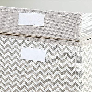 iDesign Axis Fabric Double Folding Laundry Clothes Hamper Bin with Handles and Lid, Basket for Bedroom, College Dorm, 24" x 12" x 25", Taupe