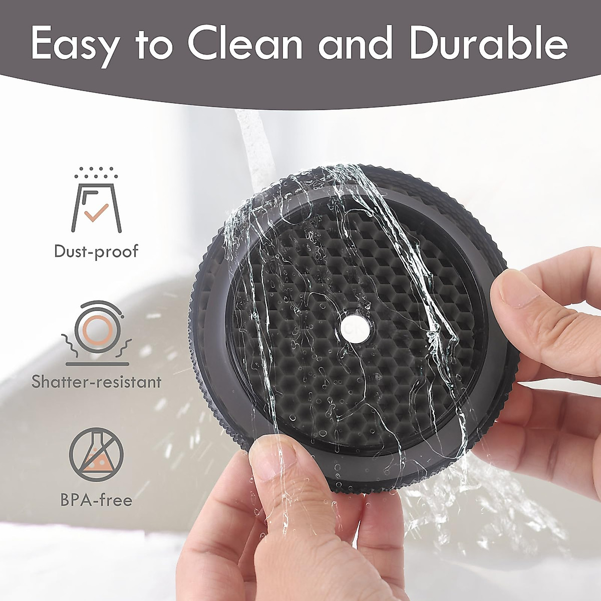 UXIETIN Replacement Lids Compatible with Starbucks,Matte Shatter-Resistant Tumbler Lid Replacement Compatible with 24oz or 16oz Starbucks Cup (Black)