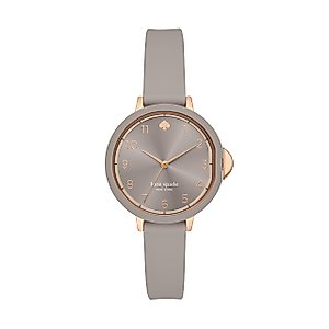 Kate Spade New York Women's Park Row Quartz Metal and Silicone Three-Hand Watch, Color: Taupe/Rose Gold (Model: KSW1519)
