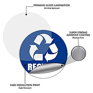 Linkidea 6 Pack Recycle Sticker for Trash Can, 5" Recycle Trash Bin Stickers, Recycling Decal Sign for Garbage Cans, Indoor, Outdoor (Black & Blue)