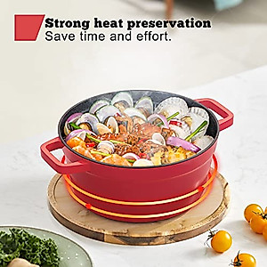 Dezin Dutch Oven, 4.2 Quart Non-stick Enamel Coated Dutch Oven with Handle for Roasting and Braising, Cast Aluminum Dutch Oven Pot with Lid for Gas, Electric Induction, Hot Plate