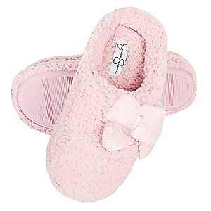 Jessica Simpson Womens Plush Marshmallow Slide On House Slipper Clog with Memory Foam,Pink,Large