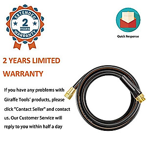 Giraffe Tools Short Leader Garden Hose 10 ft, Heavy Duty Black Garden Hose 5/8 in, Rubber Water Hose, No-Kink, Leakroof Gardening Hose with Male to Female Fittings, Black and Orange