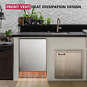 Icyglee 24 Inch Beverage Refrigerator, 180 Cans Undercounter Beverage Fridge with Stainless Steel for Home and Patio Use, Outdoor Refrigerator for Soda, Beer, Wine