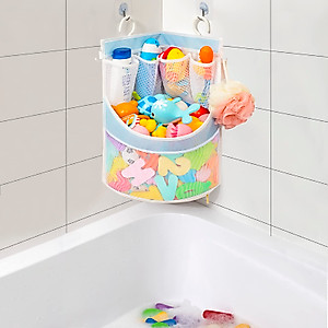 PVC Material Bathtub Toy Holder Prevent Long Spots Bath Toy Storage Bath Toys for Kids Ages 4-8 17“x13”Mesh Bath Toy Holder let Baby Bath Toys Quick Drying