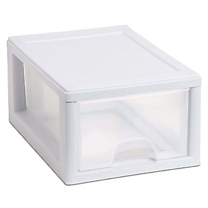 Sterilite 20518006 6 Quart/5.7 Liter Stacking Drawer, White Frame with Clear Drawer,(pack of 6)