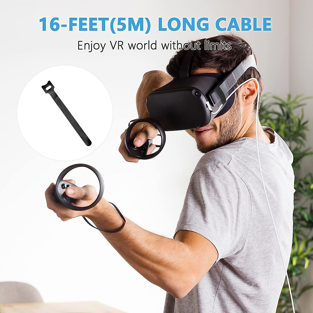 PIGETALE 16ft Link Cable for Quest/Meta Quest 2/1 and Gaming PC/Steam VR, USB 3.2 Gen1 Type A to C 5Gbps High Speed Data Transfer Charging Cable, 90 Degree Angled USB A to USB C Power Cable 5M