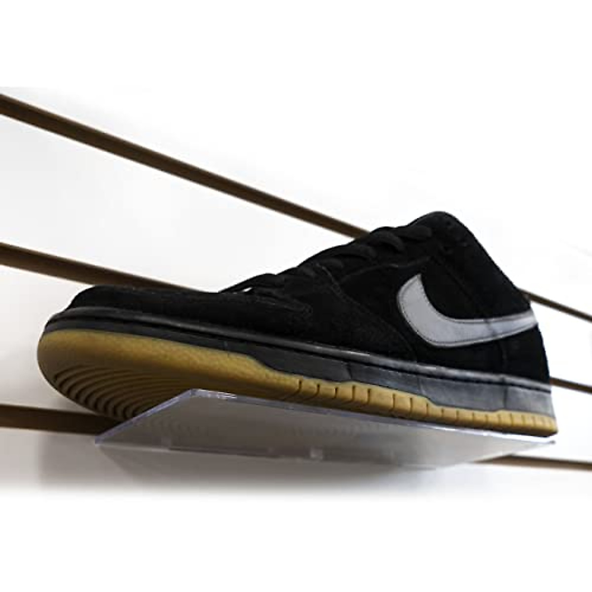 STORE FIXTURES DIRECT Clear Acrylic Slatwall Shoe Shelf, 4" D x 10" L Flat Acrylic Shoe Display Shelf, 20 Pack