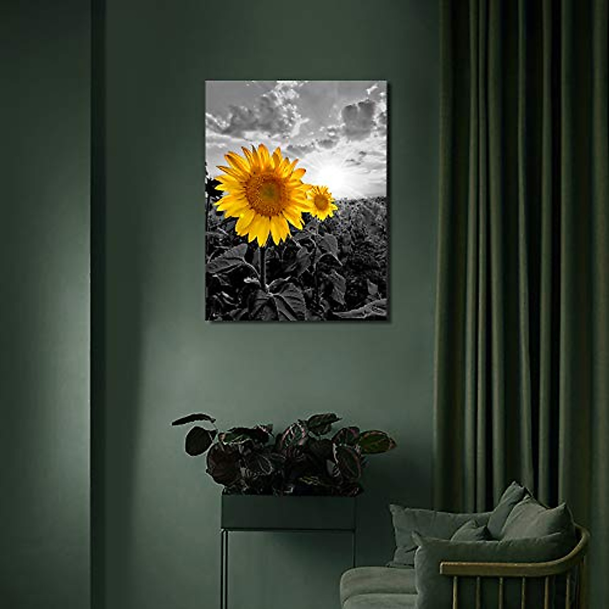 Canvas Wall Art for bedroom Wall Decor for dining room bathroom Canvas Prints Artwork yellow sunflower flower Pictures plants painting 12" x 16" modern kitchen Ready to hang Office Home Decorations