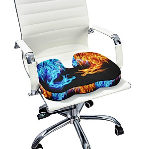 Qilmy Blue and Red Dragons Seat Cushion Cover Breathable Non-Slip Memory Stretch Removable Washable Seat Cushion Cover Foam Seat for Home Office Cars, 17 x 14 x 2.2 Inch