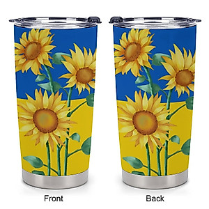 LALIHRLAL I Love Ukraine Flag Sunflower Tumbler Insulated Stainless Steel Travel Tumbler Car Cup With Lid 20 OZ