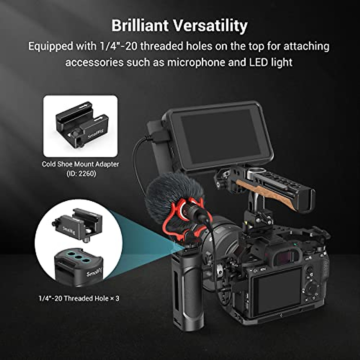 SmallRig Mini Locating Side Handle for ARRI, Built-in Wrench, Up and Down Adjustable - 3814