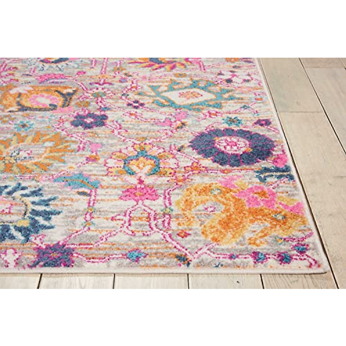 Nourison Passion Silver 5'3" x 7'3" Area -Rug, Boho, Moroccan, Bed Room, Living Room, Dining Room, Kitchen, Easy -Cleaning, Non Shedding, (5' x 7')