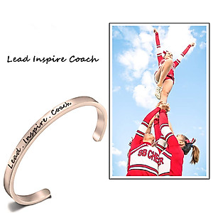 FEELMEM Cheerleader Bracelet Lead Inspire Coach Cuff Bangle Bracelet,Cheer Jewelry(RG)